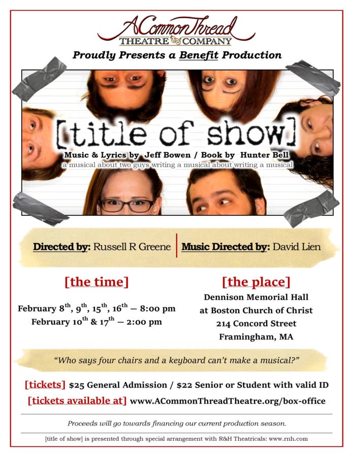 A Common Thread Theatre Company presents [Title of Show]! - Framingham ...