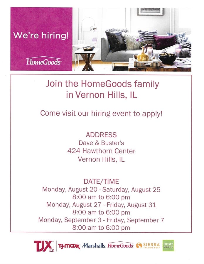 HomeGoods Vernon Hills Hiring Event! - Vernon Hills, IL Patch