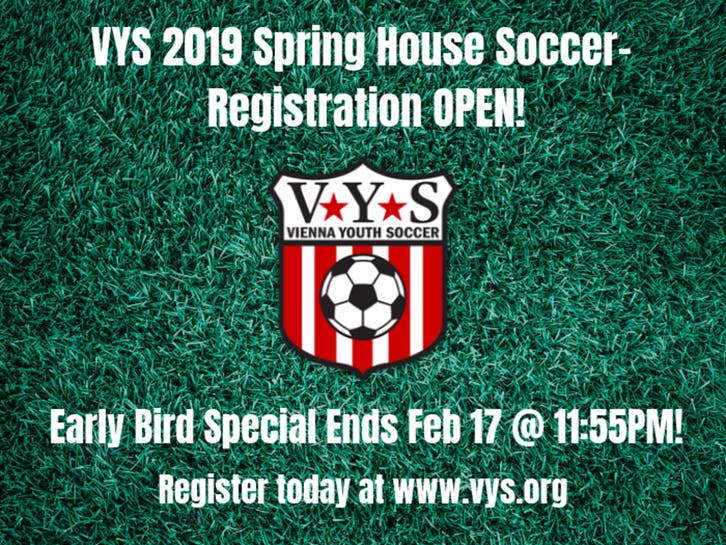 VYS Spring House Soccer- Early Bird Discount Special Ends 2/17 ...