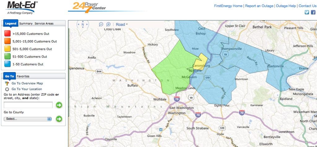 UPDATED: Power Outages in Canonsburg, Cecil and North Strabane Reported ...