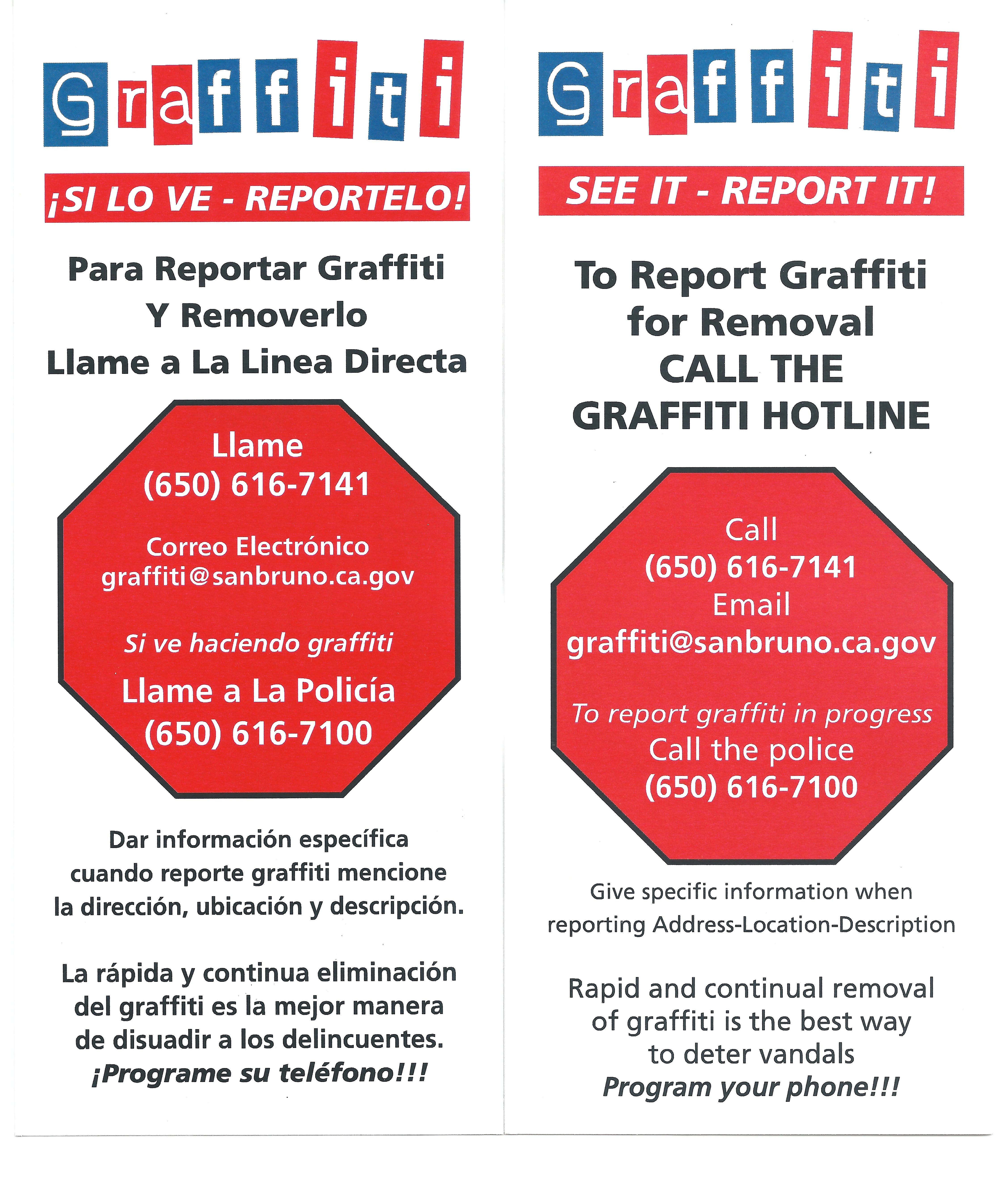 San Bruno CA: HOW To Report GRAFFITI For Rapid Removal | San Bruno, CA ...