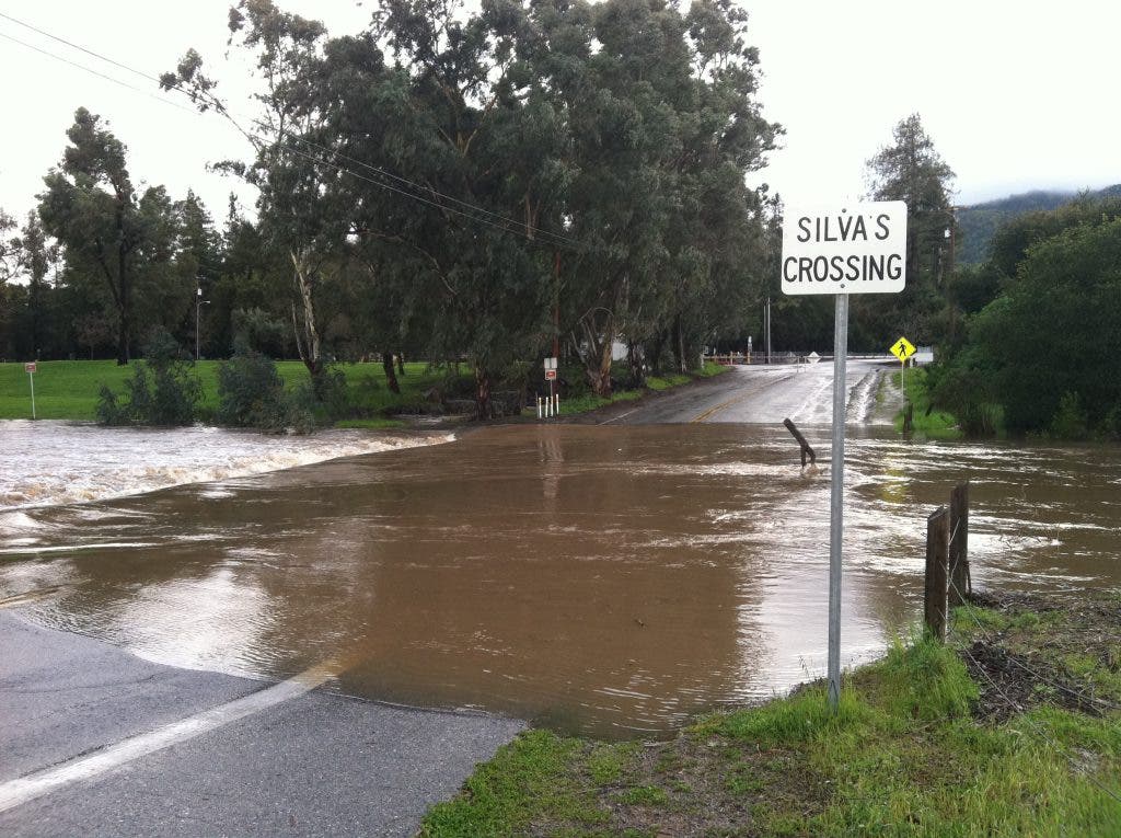 New Photos: Silva's Crossing Closed as Waters Rise in Uvas Creek ...
