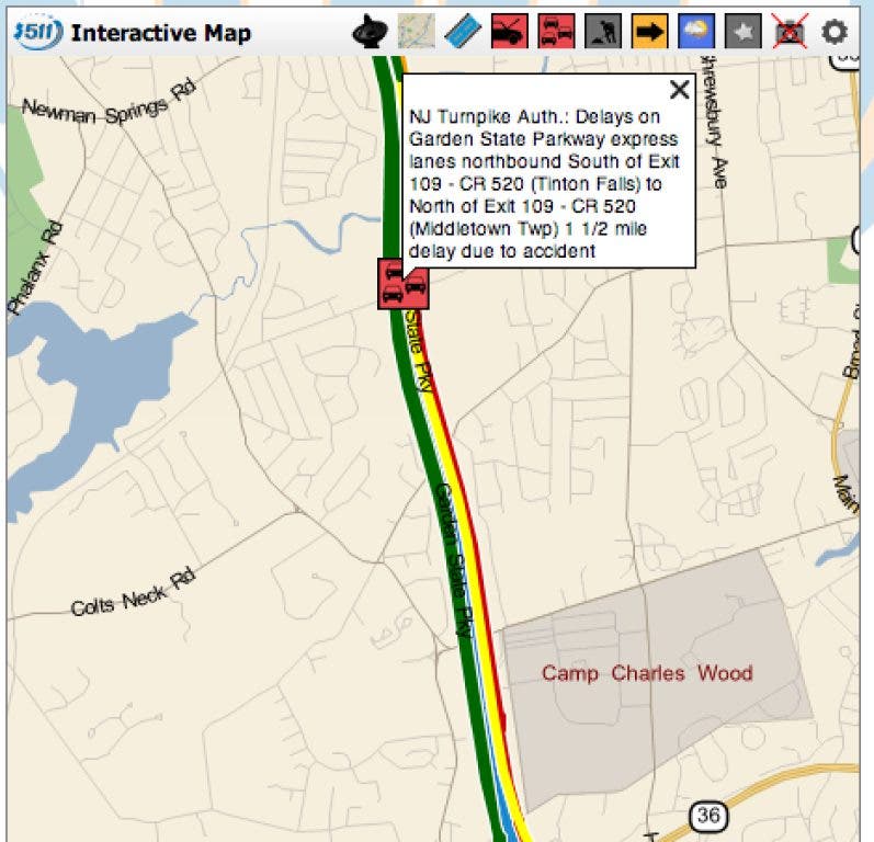 Delays Following Garden State Parkway Accident Near Exit 109 ...