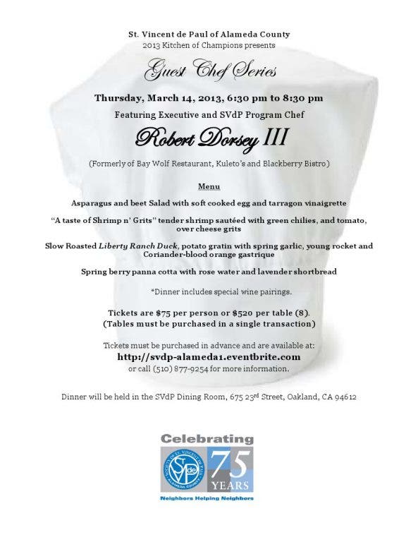 Guest Chef with SVdP's Chef Robert Dorsey III | Piedmont, CA Patch