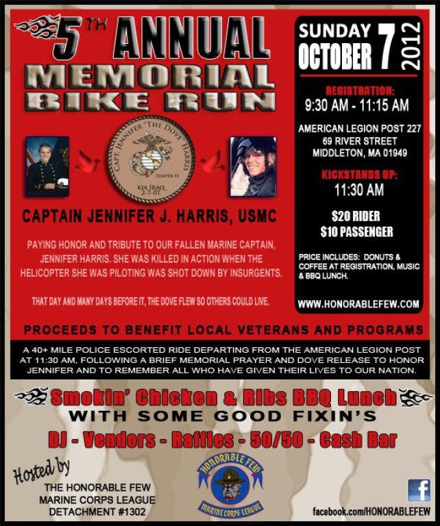Jennifer J. Harris, USMC, 5th Annual Memorial Bike Run | Peabody, MA Patch
