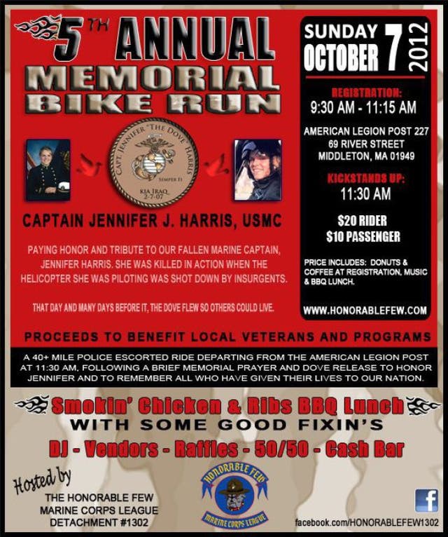 Jennifer J. Harris, USMC, 5th Annual Memorial Bike Run | Swampscott, MA ...