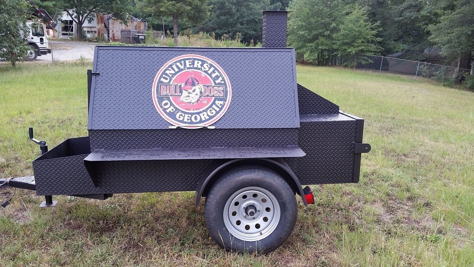 Football Tailgate BBQ Smoker Cooker Grill Competition Trailer Delivery ...