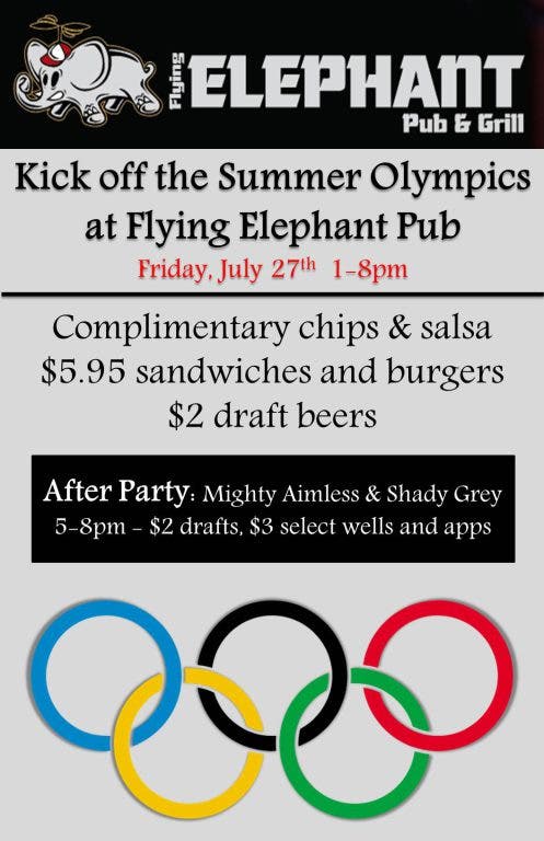 Kick Off the Summer Olympics at Flying Elephant Pub and Grill ...