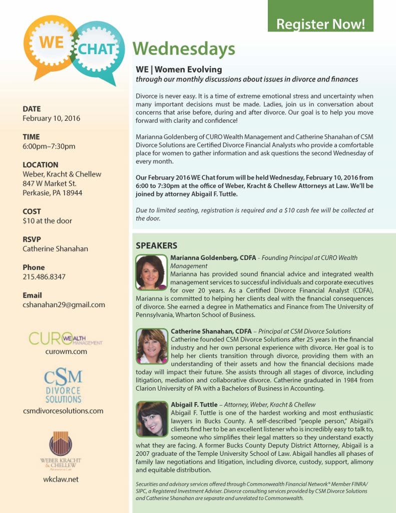 WE (Women Evolving) Chat Wednesday for Women Facing Divorce ...