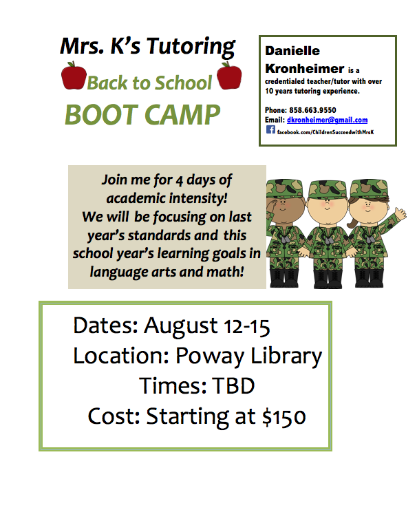 Back to School Boot Camp! | Rancho Bernardo, CA Patch