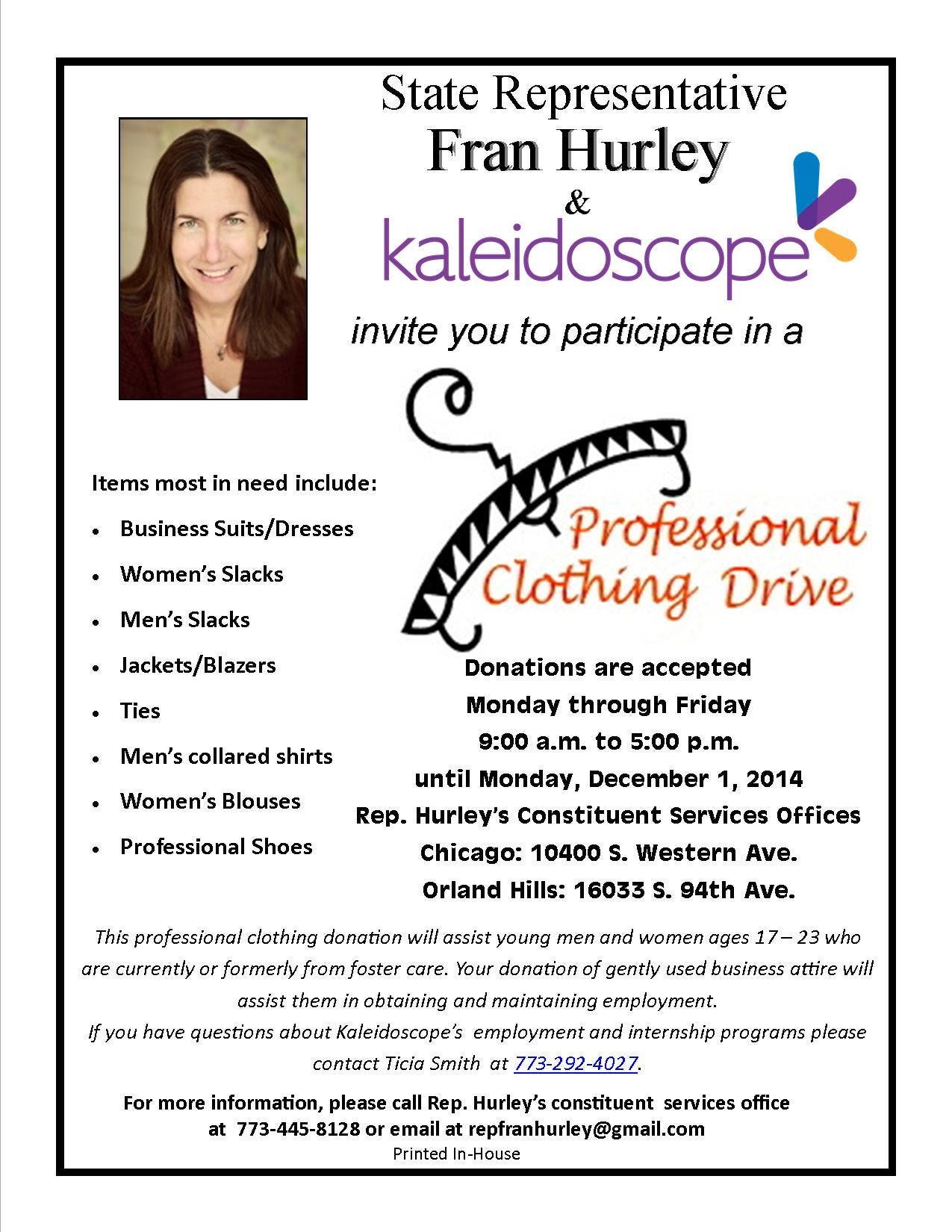 Professional Clothing Drive - now through December 1, 2014 | Orland ...