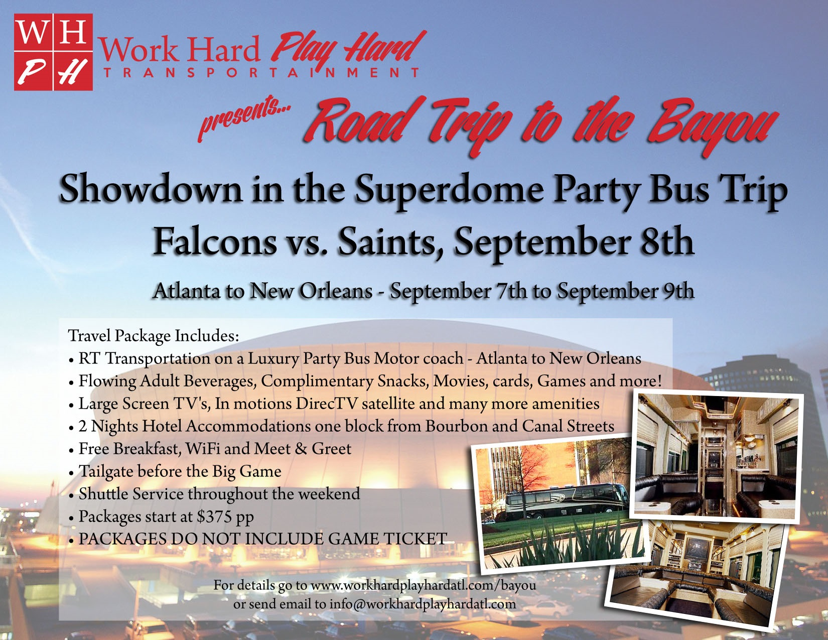 Road Trip To The Bayou - Falcons Vs Saints Sept 8th - Only 4 seats left ...