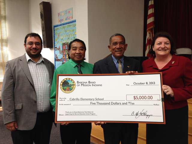BARONA TRIBE AWARDS $5,000 EDUCATION GRANT TO CABRILLO ELEMENTARY ...