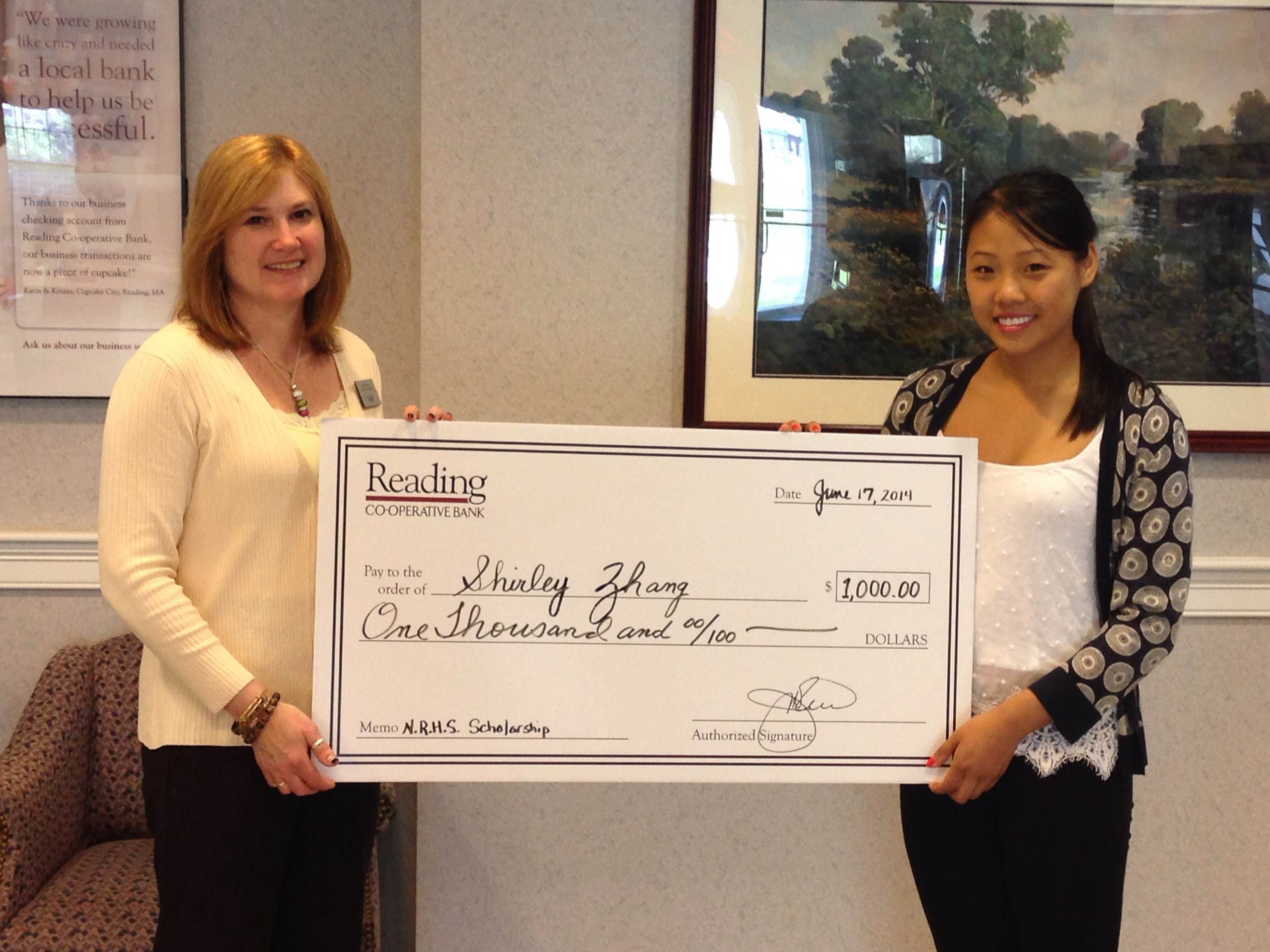 Reading Co-operative Bank Awards Scholarship to Shirley Zhang of North ...
