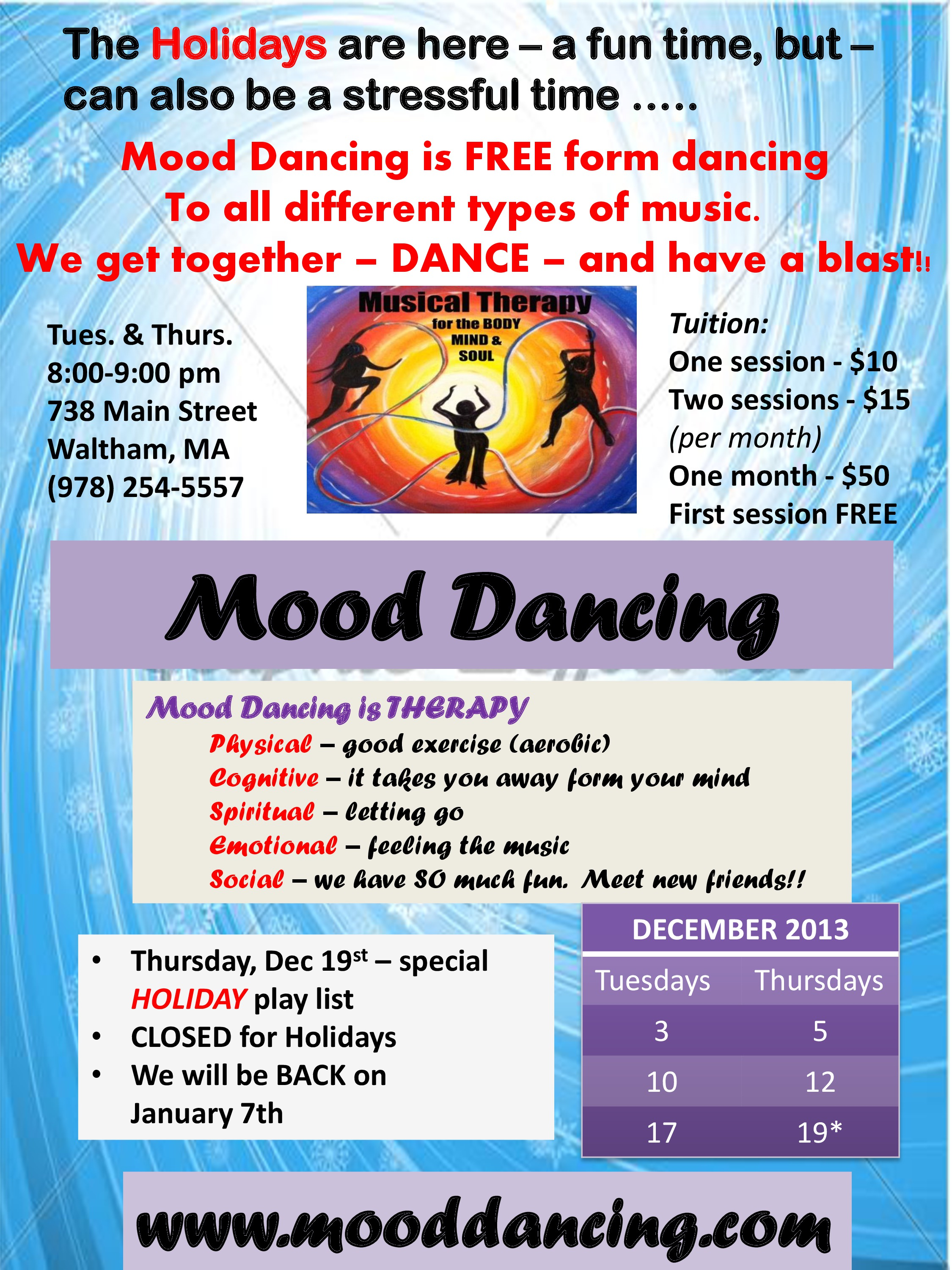 MOOD DANCING - Musical Therapy for the BODY, MIND & SOUL | Waltham, MA ...