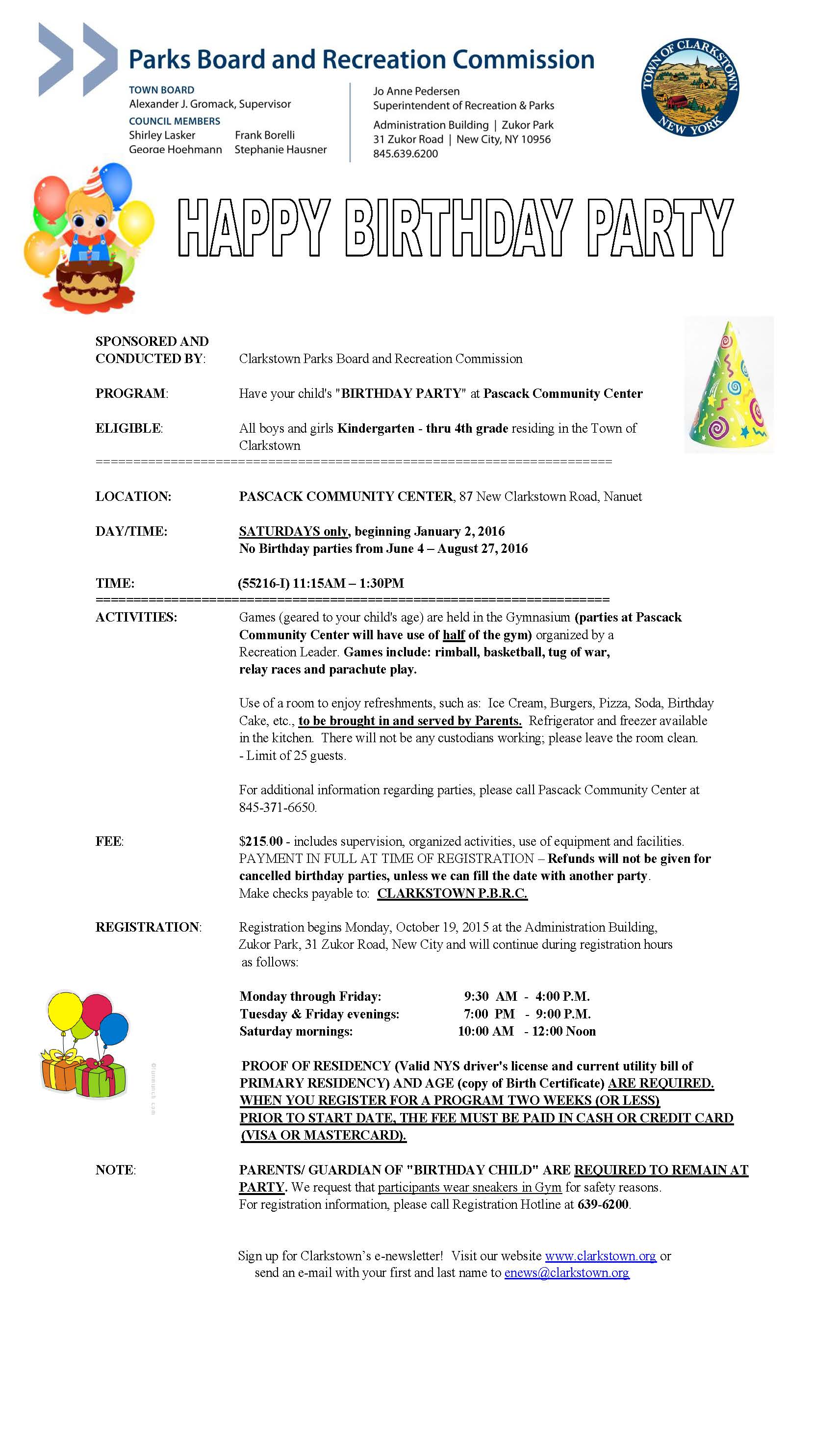 Town of Clarkstown Happy Birthday Party at Pascack Community Center ...
