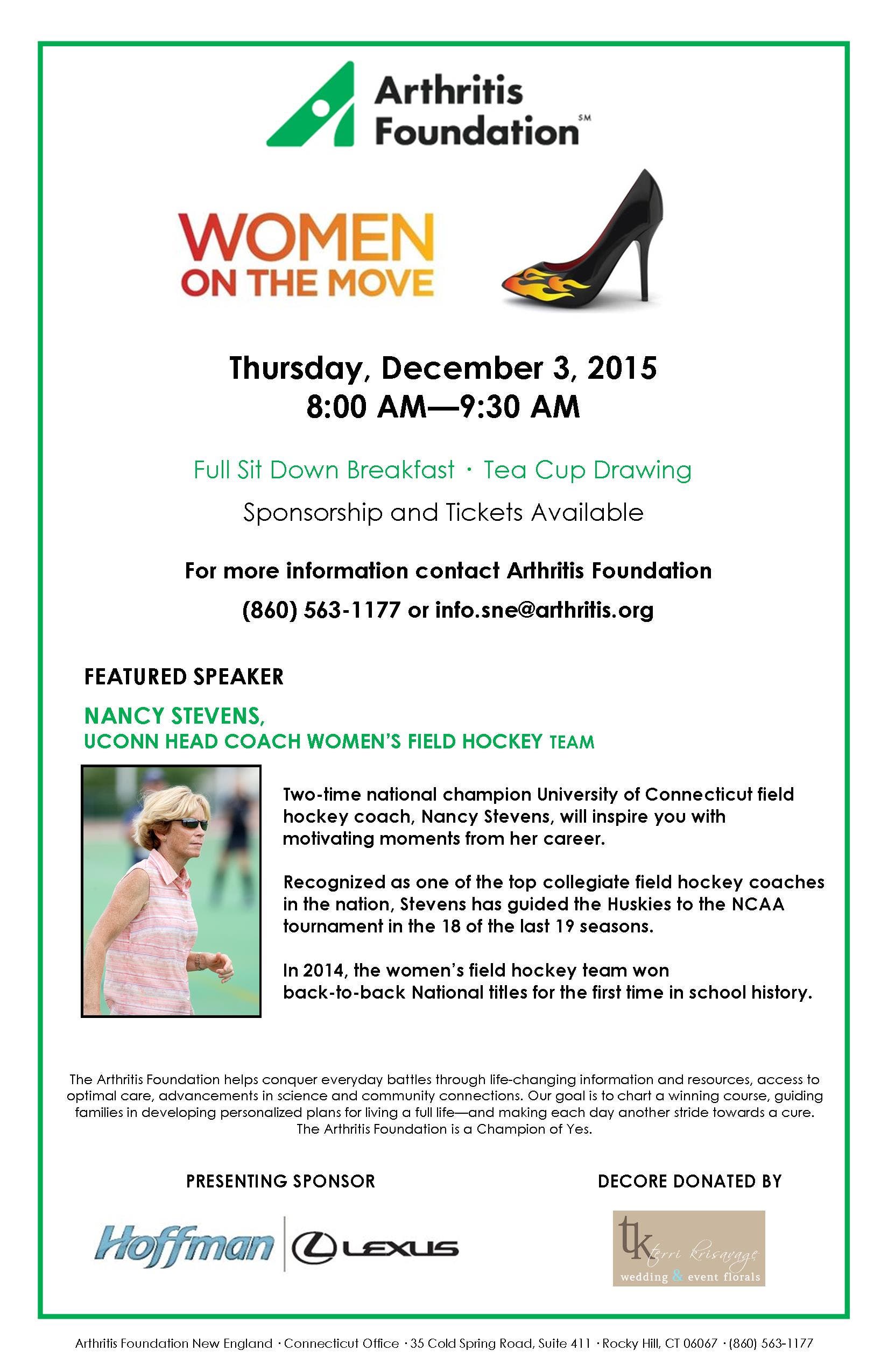 WOMEN ON THE MOVE BREAKFAST, FEATURED SPEAKER NANCY STEVENS, UCONN HEAD ...
