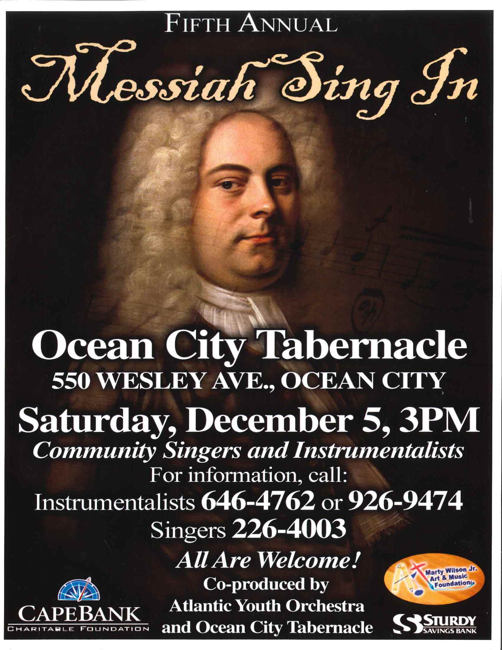 Fifth Annual Messiah Sing In Dec. 5 at the Ocean City Taberncale ...