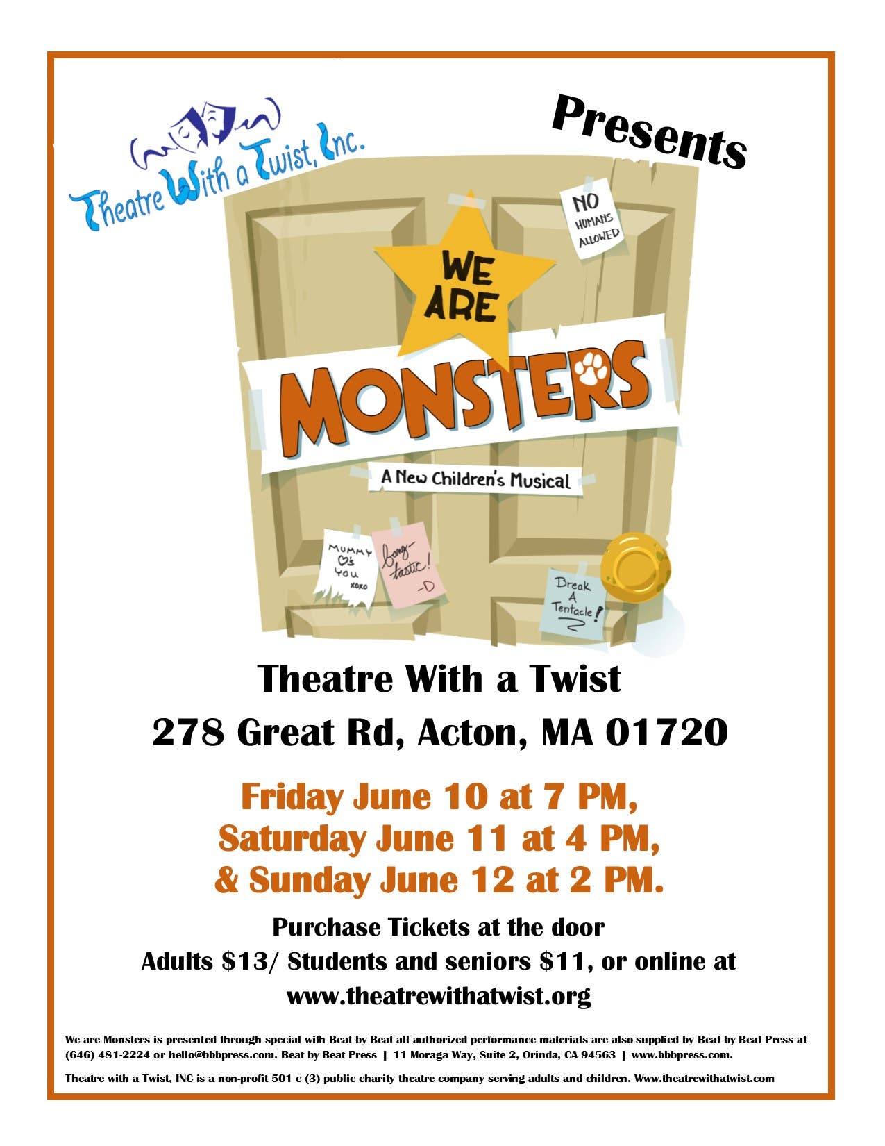 Theater with a Twist Presents "We are Monsters" | Acton, MA Patch
