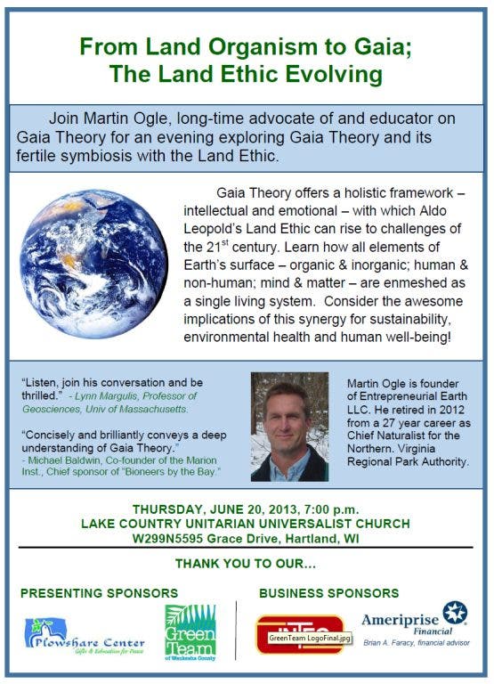 From Land Organism to Gaia; The Land Ethic Evolving | Waukesha, WI Patch
