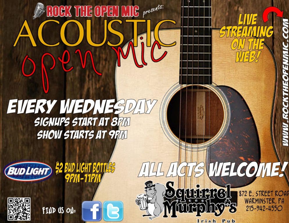 Acoustic OPEN MIC at Squirrel Murphy's | Warminster, PA Patch