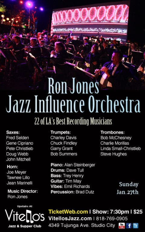 RON JONES JAZZ INFLUENCE ORCHESTRA | Studio City, CA Patch