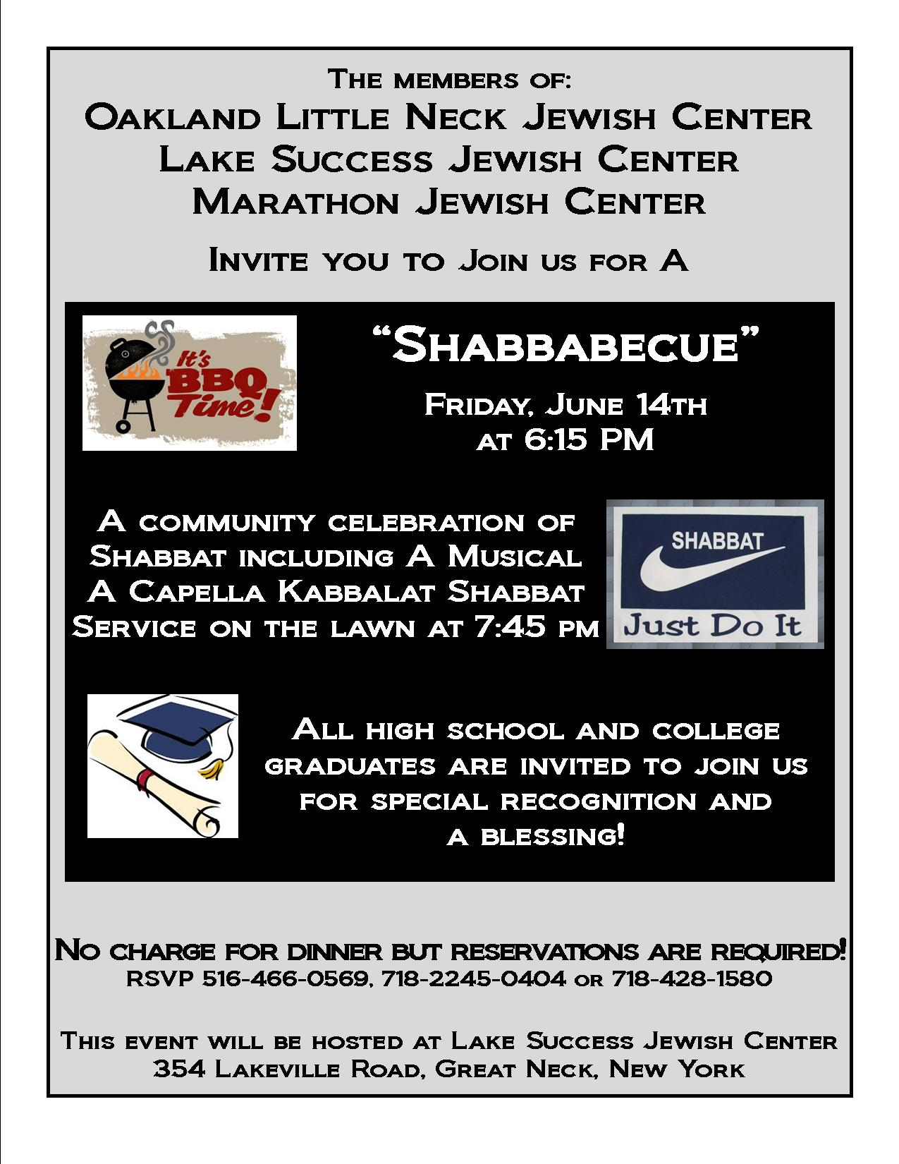 Community Shabbabeque with Oakland Little Neck Jewish Center! | Bayside ...