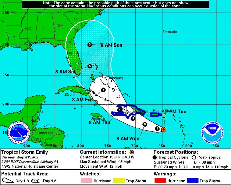 Tropical Storm Emily Marching To Florida; Get Ready | St. Pete, FL Patch