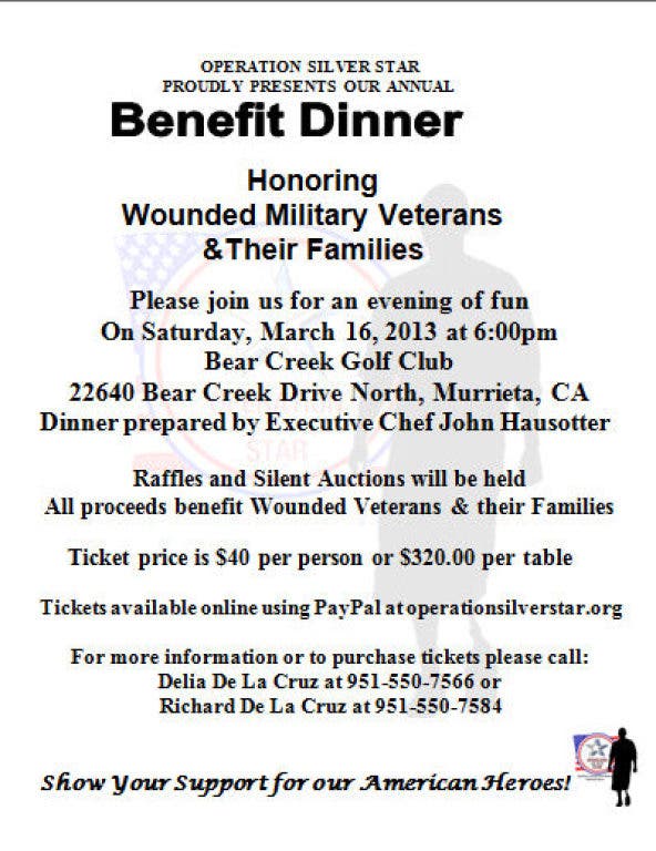 Operation Silver Star 3rd Annual Benefit Dinner | Temecula, CA Patch
