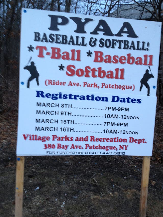 PYAA Baseball/Softball Registration | Patchogue, NY Patch