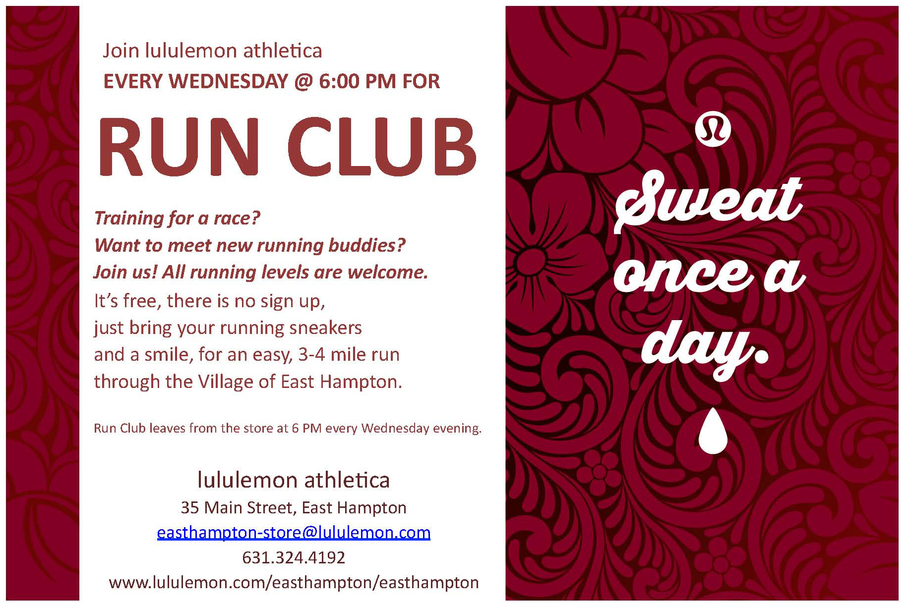 lululemon athletica RUN CLUB | East Hampton, NY Patch