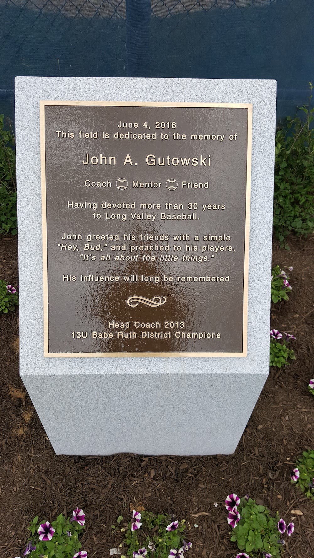 'John A. Gutowski Field' Memorializes Late Youth Coach, Mentor | Long ...