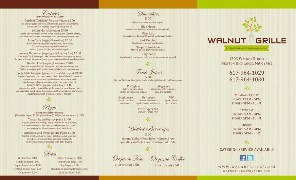 New Walnut Grille Restaurant Opening Tonight in Newton Highlands ...