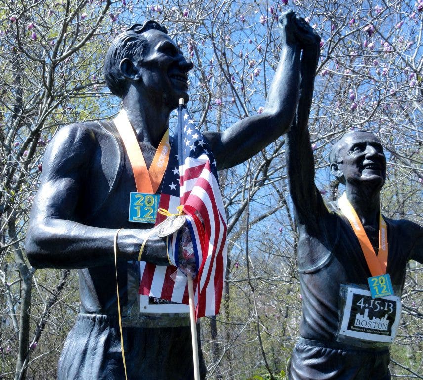 Marathon Memorial Grows at Newton's Johnny Kelley Statue | Newton, MA Patch