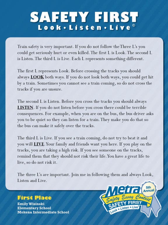 Mokena Student Wins Fifth Annual Metra Safety Contest | Mokena, IL Patch