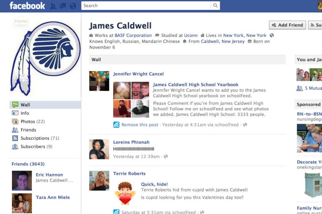 'James Caldwell' Facebook Profile a Phony | Caldwells, NJ Patch