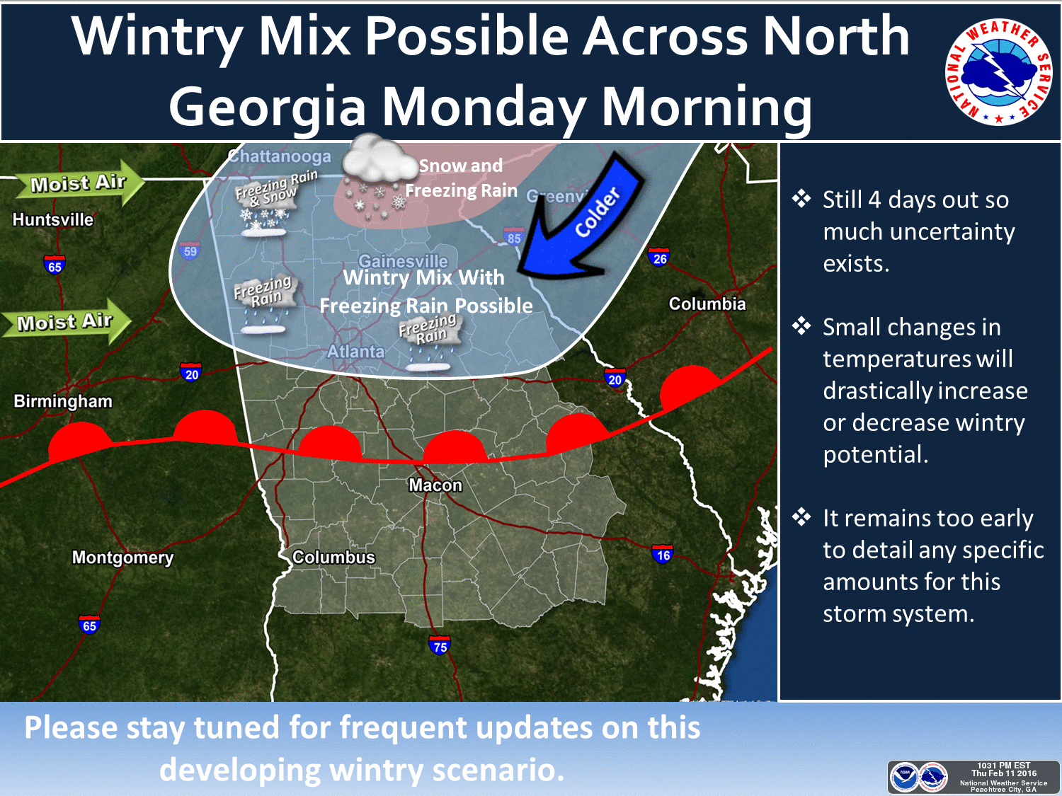 Wintry Mix Forecast for President's Day in Atlanta, North Georgia ...