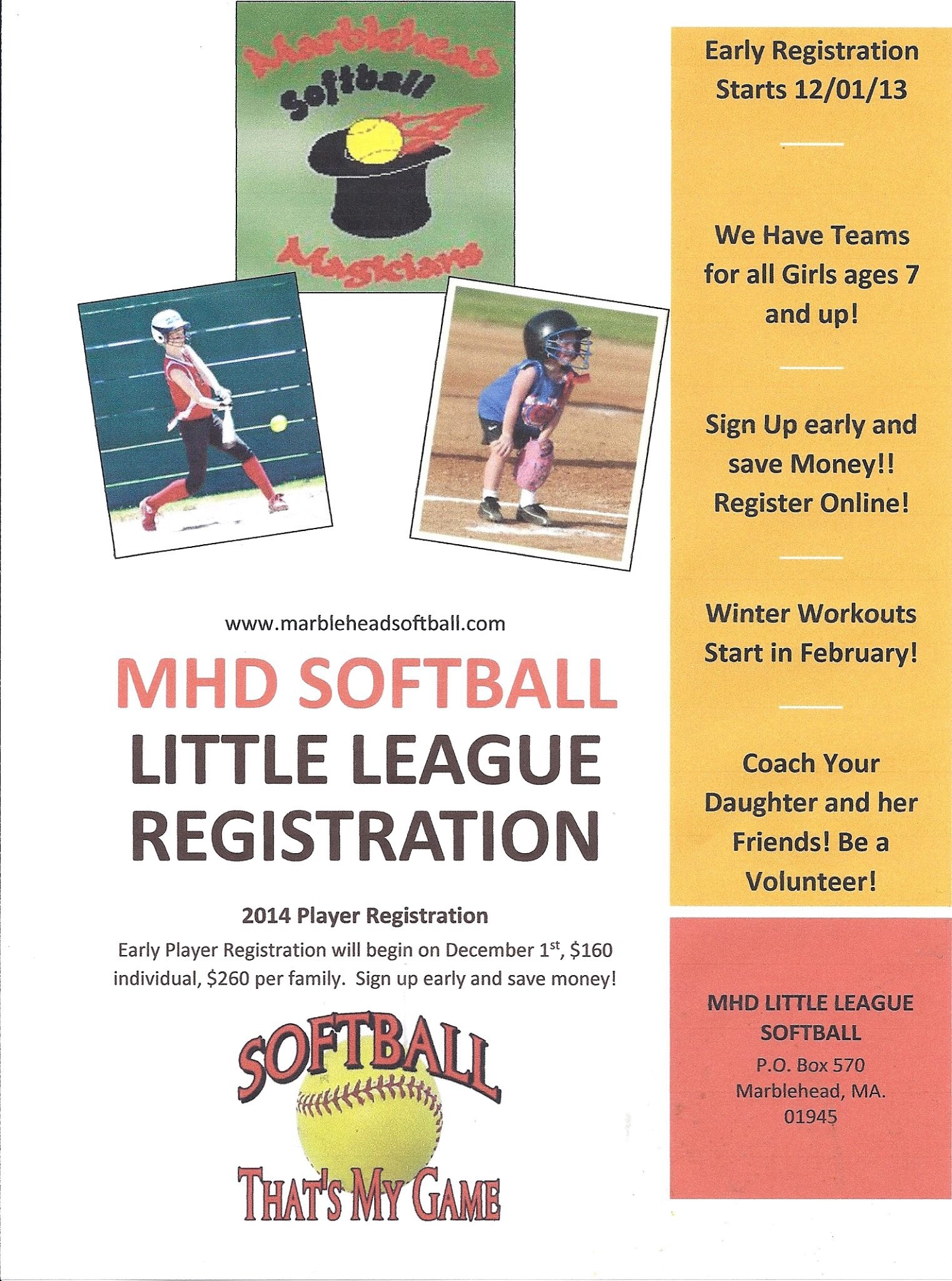 Marblehead Softball Little League Registration opens December 7th ...