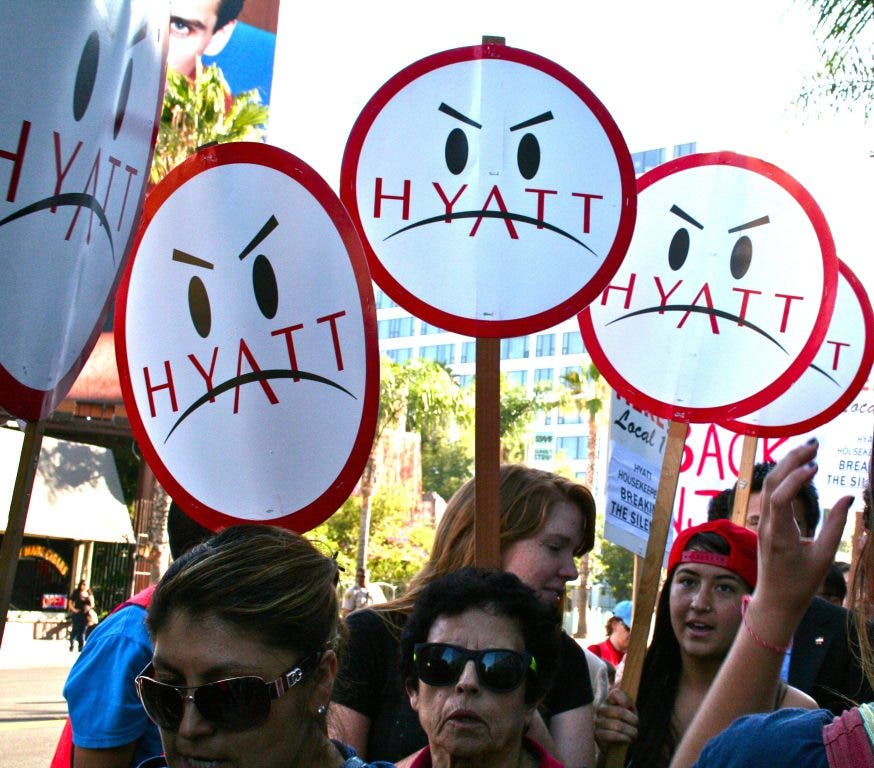 Housekeepers and Union Leaders Protest Outside Hyatt on Sunset | West ...