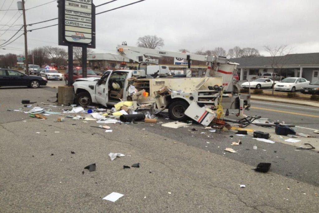 Driver Sent to Hospital Following Verizon Truck Crash in Tiverton ...