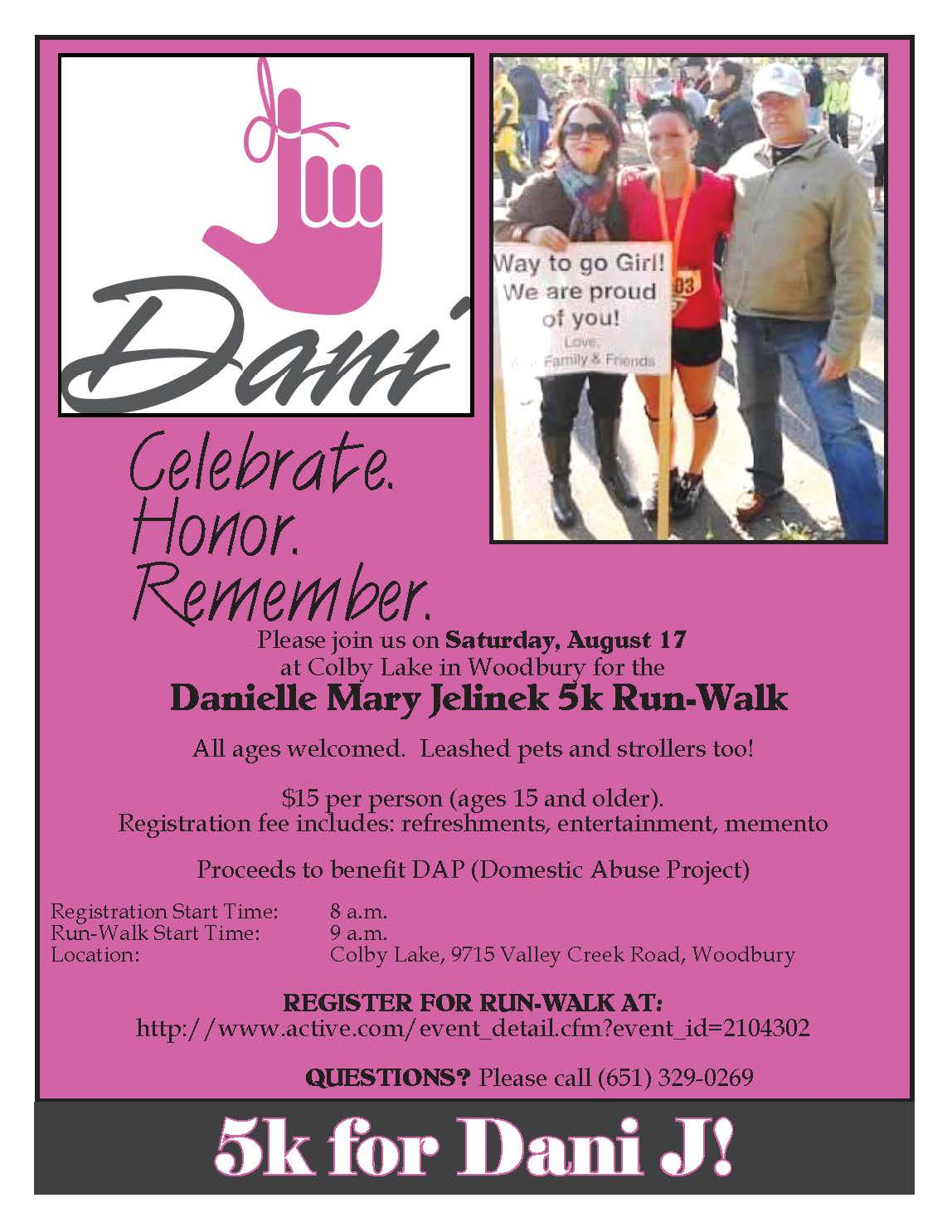 5K to Honor Memory of Danielle Jelinek, Raise Funds for Domestic Abuse ...