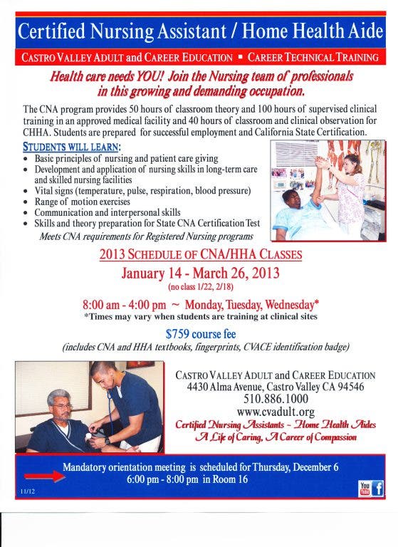 Certified Nursing Assistant & Home Health Aide Orientation Dec. 6 ...