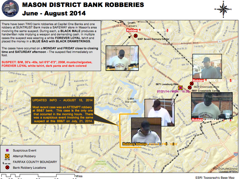 FBI Seeks 'Forever Loyal' Serial Bank Robbery Suspect | Arlington, VA Patch