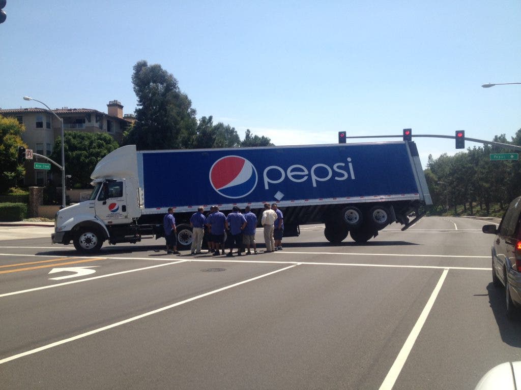 Pepsi Truck Teeters, Blocks Traffic | Aliso Viejo, CA Patch