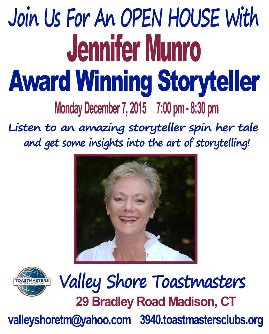Join Valley Shore Toastmasters For An Open House With Jennifer Munro ...