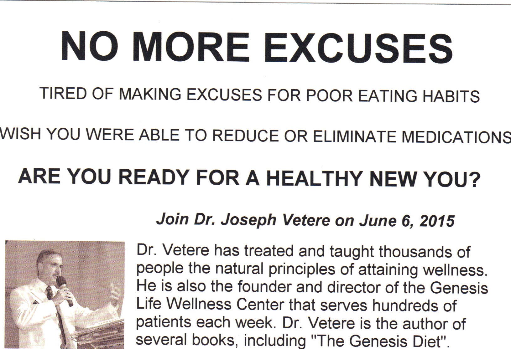Dr. Vetere's Genesis Life Wellness Workshop | Three Village, NY Patch