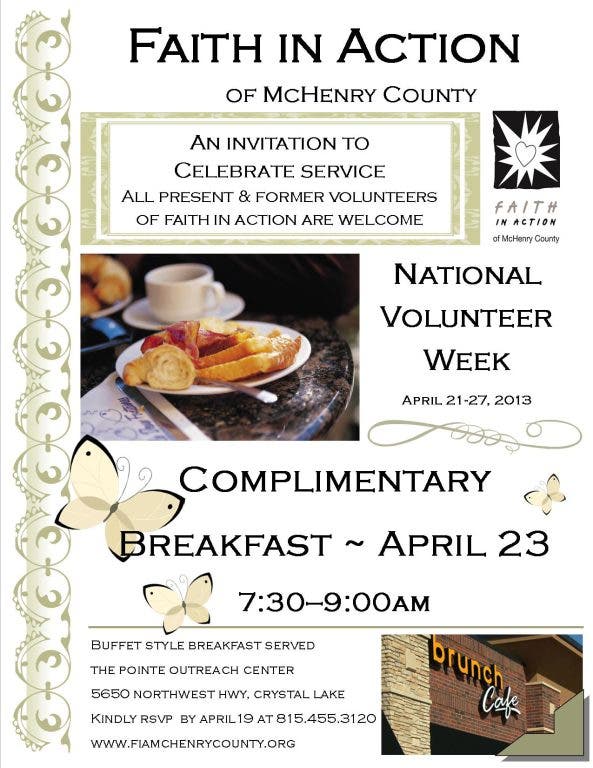 Faith in Action Volunteer Breakfast | Crystal Lake, IL Patch