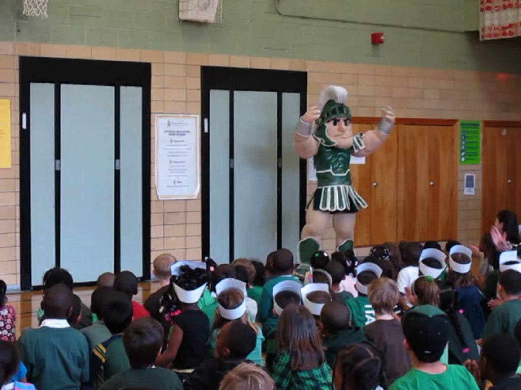 Sparty Visits Poupard, Reads to Students | Grosse Pointe, MI Patch