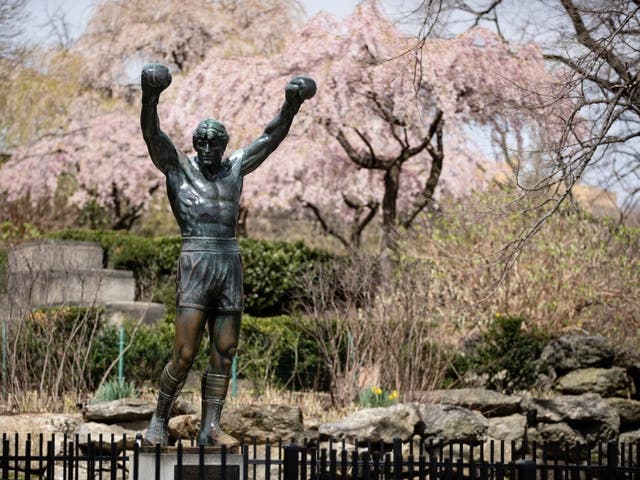 Sylvester Stallone Visits Rocky Statue In Philadelphia | Philadelphia ...