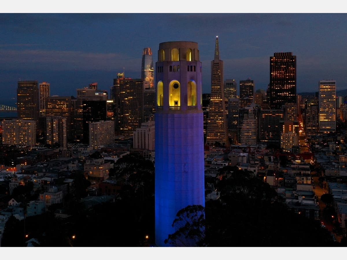 Coronavirus: Coit Tower Lights Up Blue For Health Workers | San ...